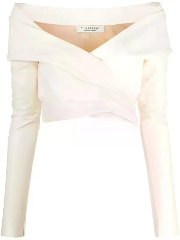Philosophy Di Lorenzo Serafini Off-shoulder Cropped Top - Neutrals