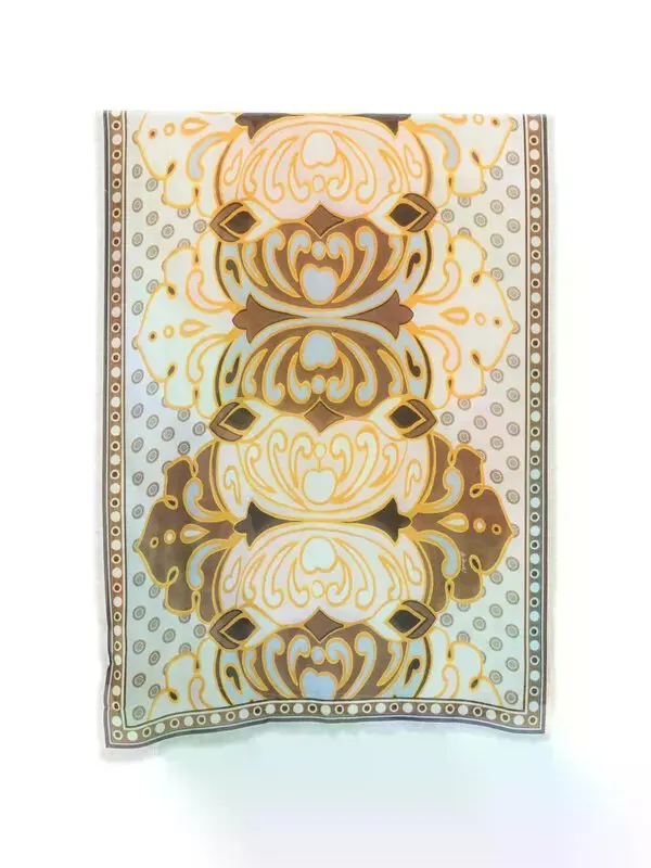 La DoubleJ Abstract-print Frayed Scarf - Brown