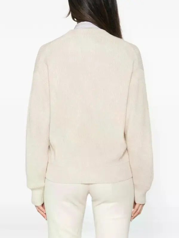 Brunello Cucinelli V-neck Ribbed Knit Sweater