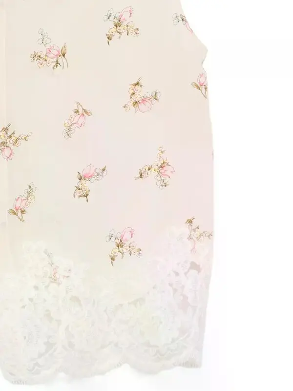 P.a.r.o.s.h Sleeveless Floral Print Lace Trim Blouse