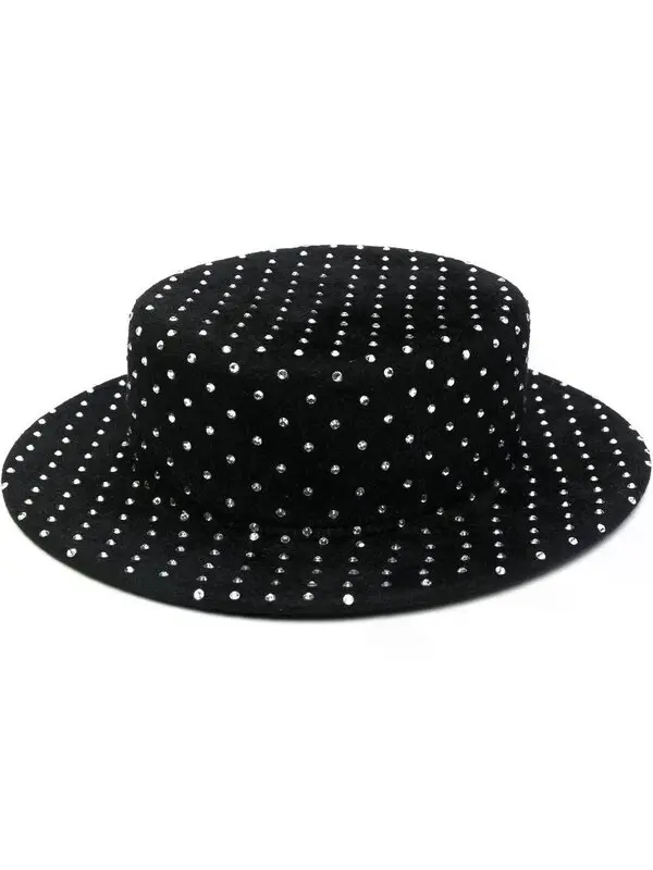 Ruslan Baginskiy Canotier Crystal-embellished Fedora Hat - Black