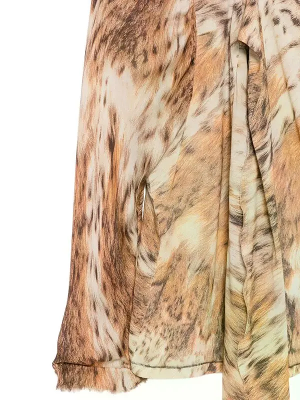 Roberto Cavalli 1990s Animal Print Silk Blouse