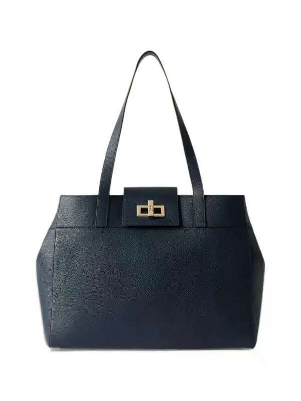 Furla Grained Leather Tote Bag With Twist-lock Fastening - Blue