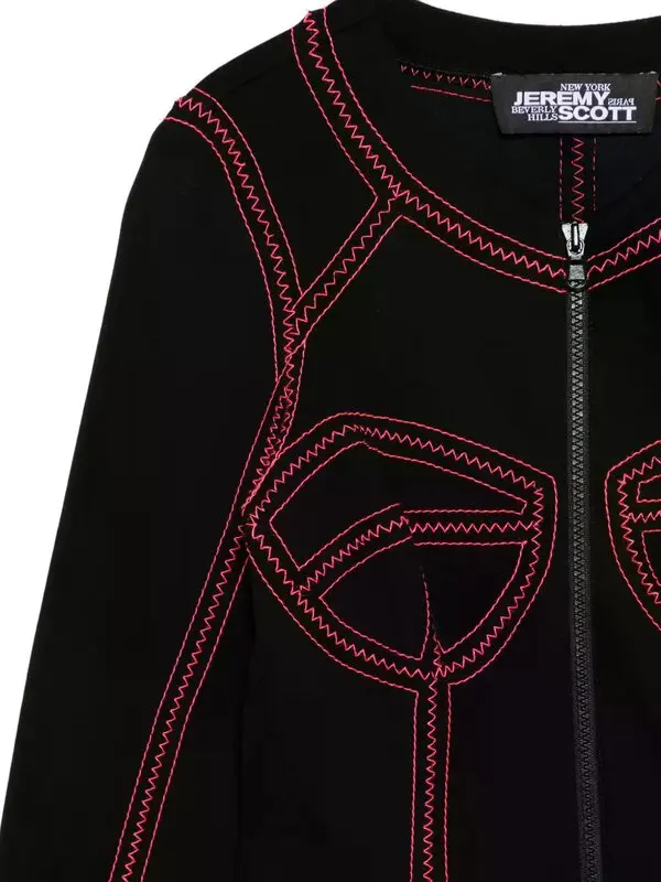 Jeremy Scott 2010 Contrast-stitch Zip-up Midi Dress