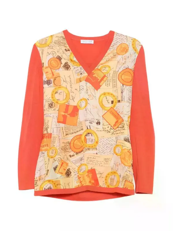 Celine 2000s Postcard-print Silk Sweater
