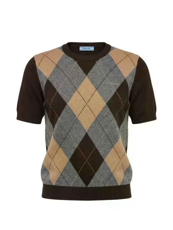 Prada Argyle-knit Sweater - Brown