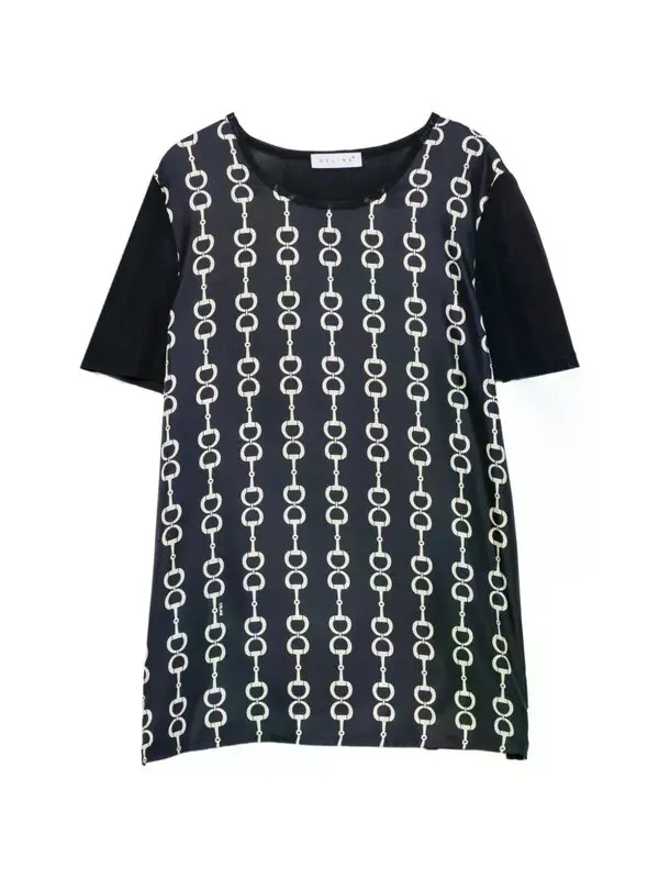 Celine 2000 Chain-link Silk T-shirt - Black