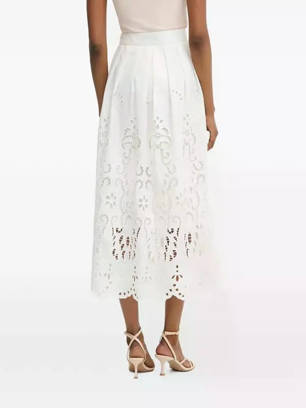 MORGAN Broderie-anglaise Pleated Midi Skirt