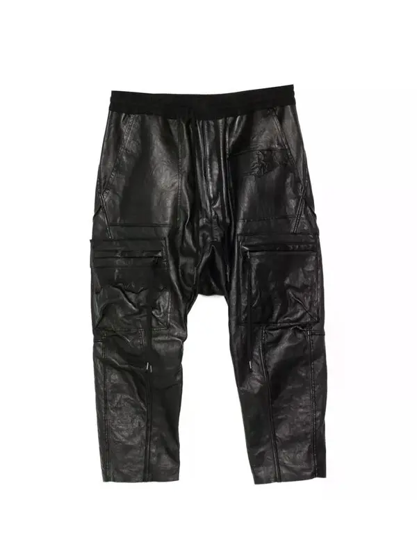 D HYGEN Leather Cargo Trousers With Cropped Leg