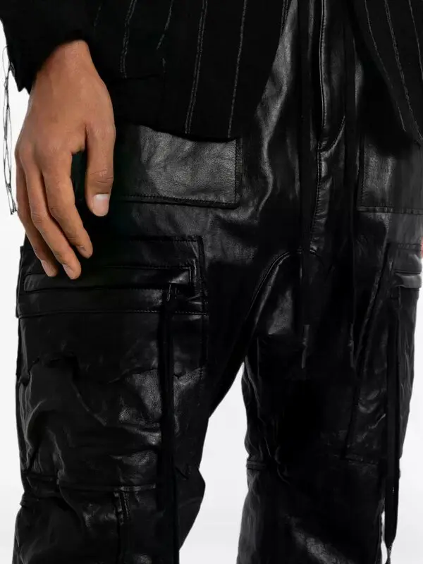 D HYGEN Leather Cargo Trousers With Cropped Leg