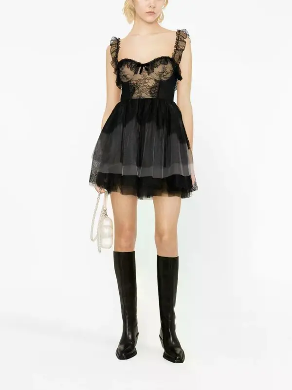 Philosophy Di Lorenzo Serafini Sweetheart-neck Tulle Minidress - Black