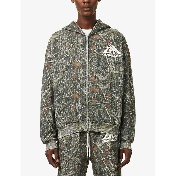 GODMADE Rhinestone Cotton Hoodie