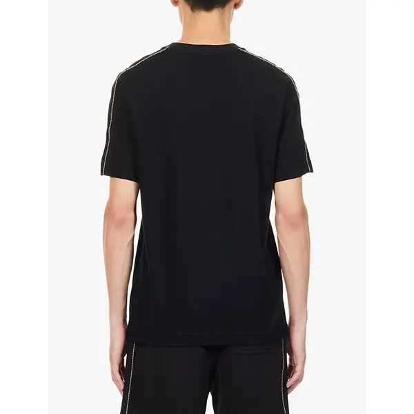 Burberry Check Piping Cotton-jersey T-shirt - Black