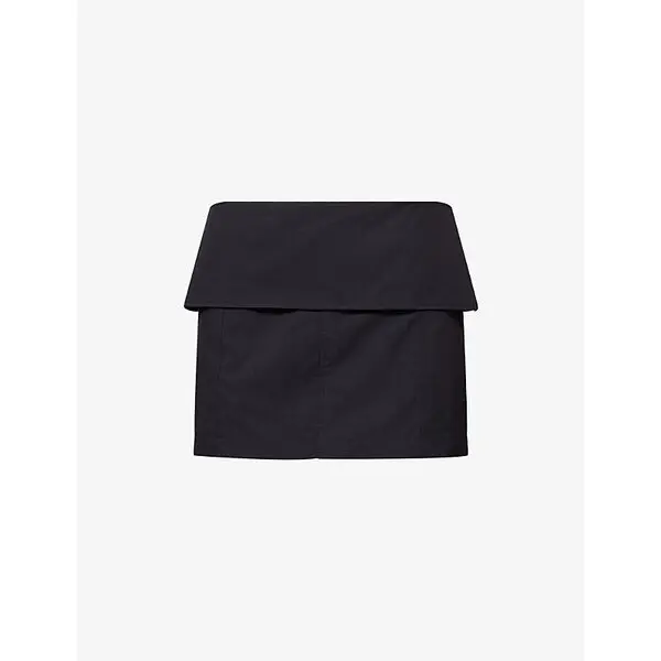 BELLE ANNA Helia Panelled-waistband Cotton-blend Mini Skirt - Black