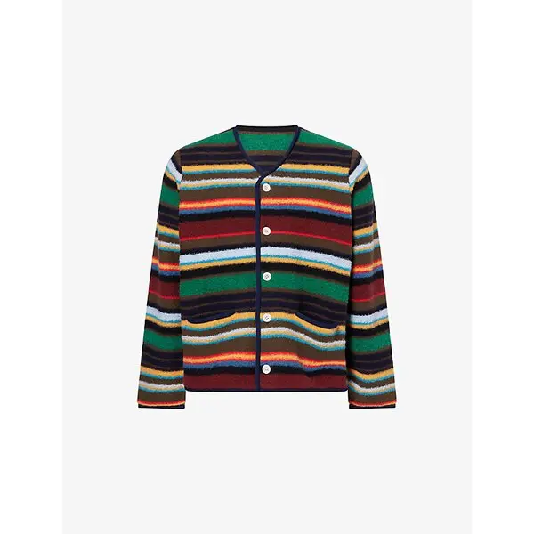 Sacai V-neck Striped Wool-blend Cardigan