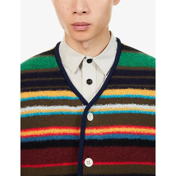 Sacai V-neck Striped Wool-blend Cardigan