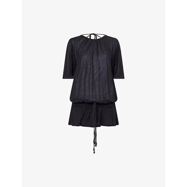 PEACHY DEN Blanche Skort Jersey Mini Dress - Onyx