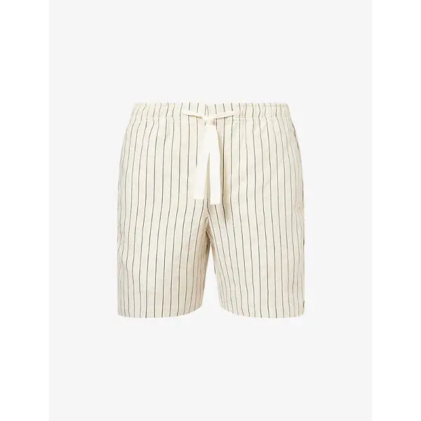 Orlebar Brown Alex Striped Linen-and-cotton Shorts - Latte/night Iris