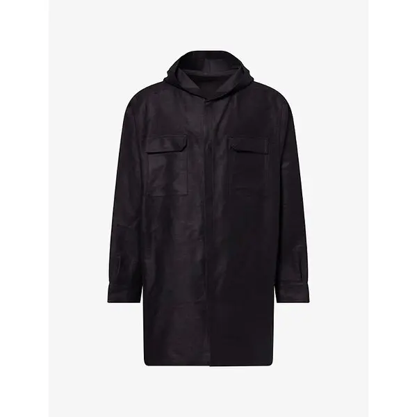 Rick Owens Longline Hooded Woven Shirt