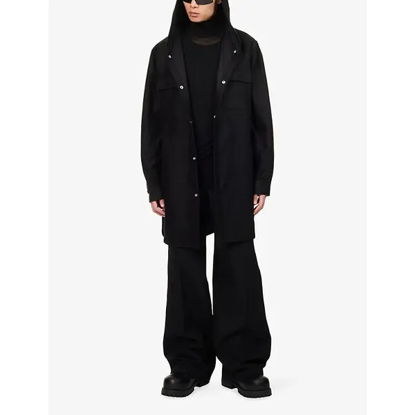 Rick Owens Longline Hooded Woven Shirt