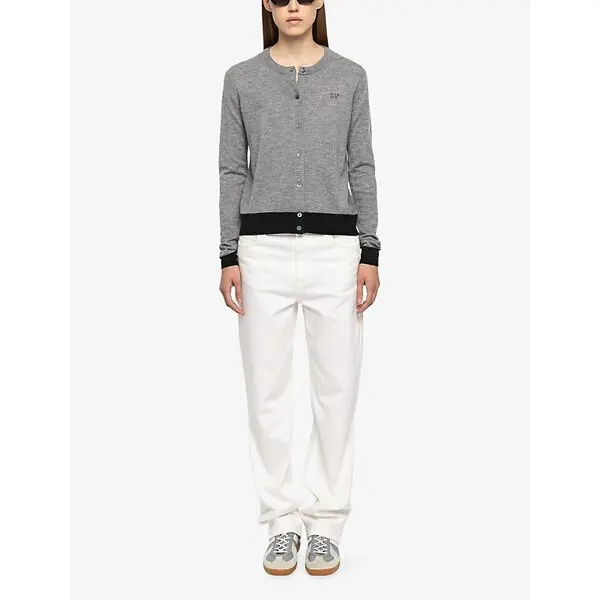 Zadig&Voltaire Missya Logo-embroidered Cashmere Cardigan - Medium Grey