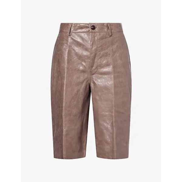 Rick Owens Leather Work Shorts - Dust
