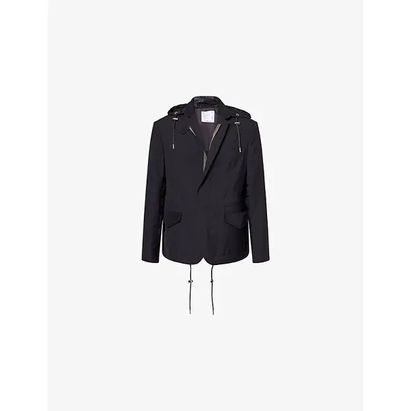 Sacai Detachable-hood Notch-lapel Woven Jacket