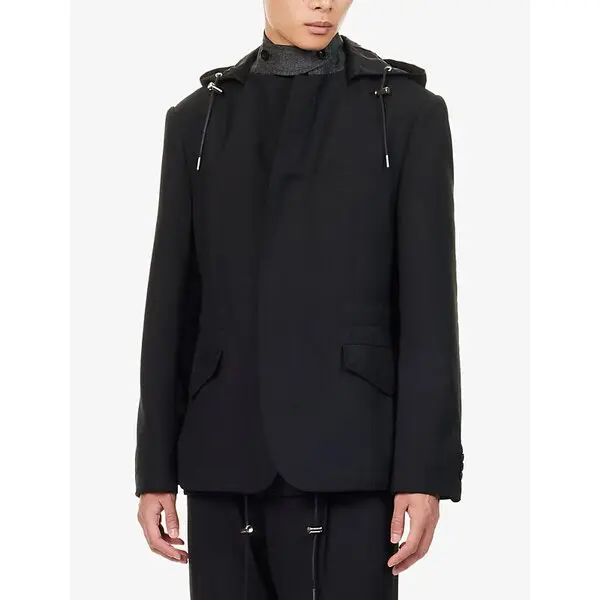 Sacai Detachable-hood Notch-lapel Woven Jacket