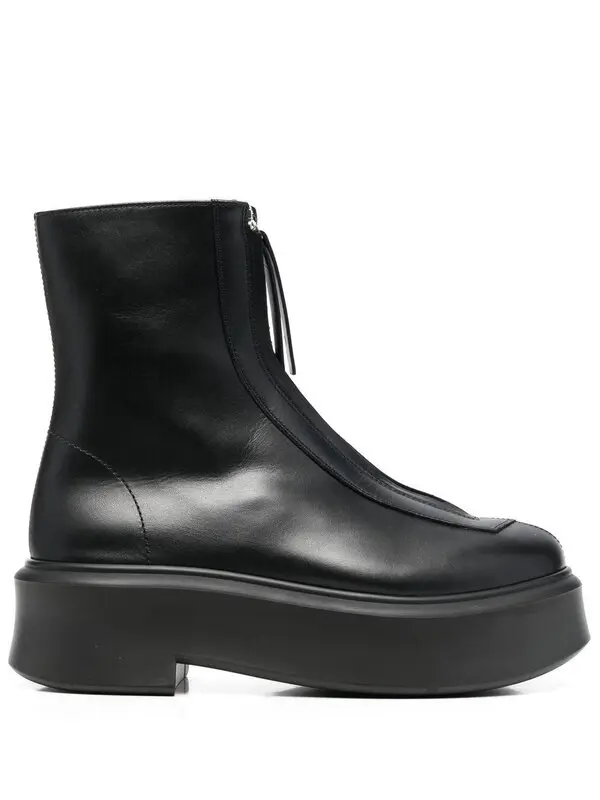 THE ROW Zipped Leather Boots - Black