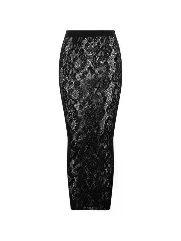 Wolford Lace-patterned Semi-sheer Midi Pencil Skirt - Black