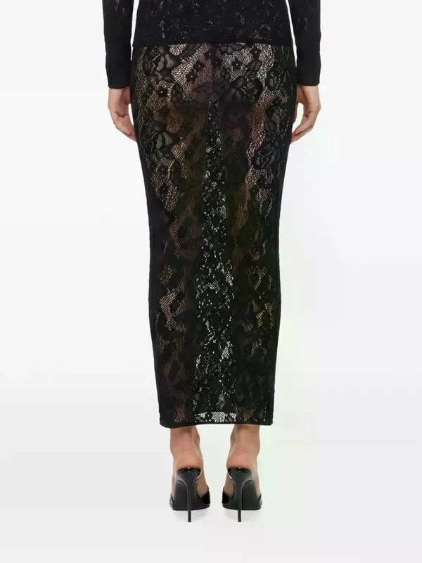 Wolford Lace-patterned Semi-sheer Midi Pencil Skirt