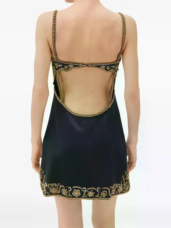 Versace Embroidered Silk Cady Satin Mini Dress