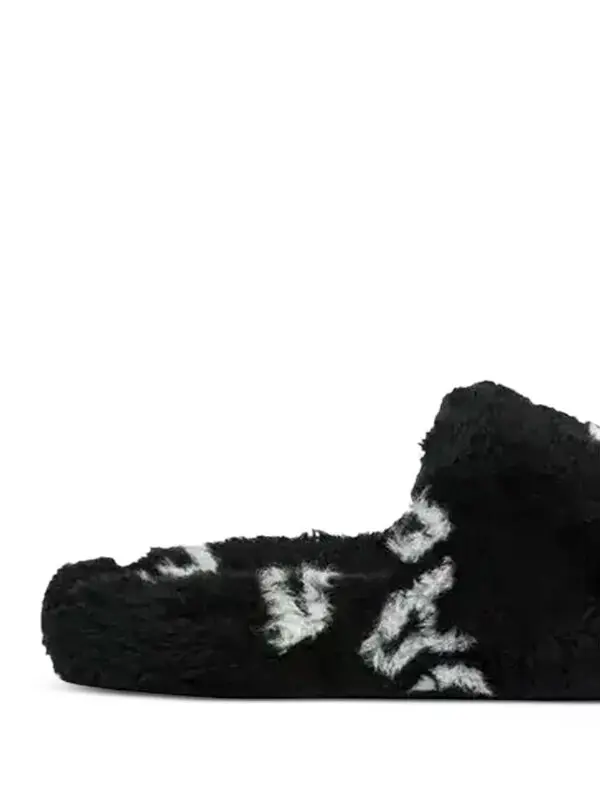 Balenciaga Logo-print Faux-fur Slides