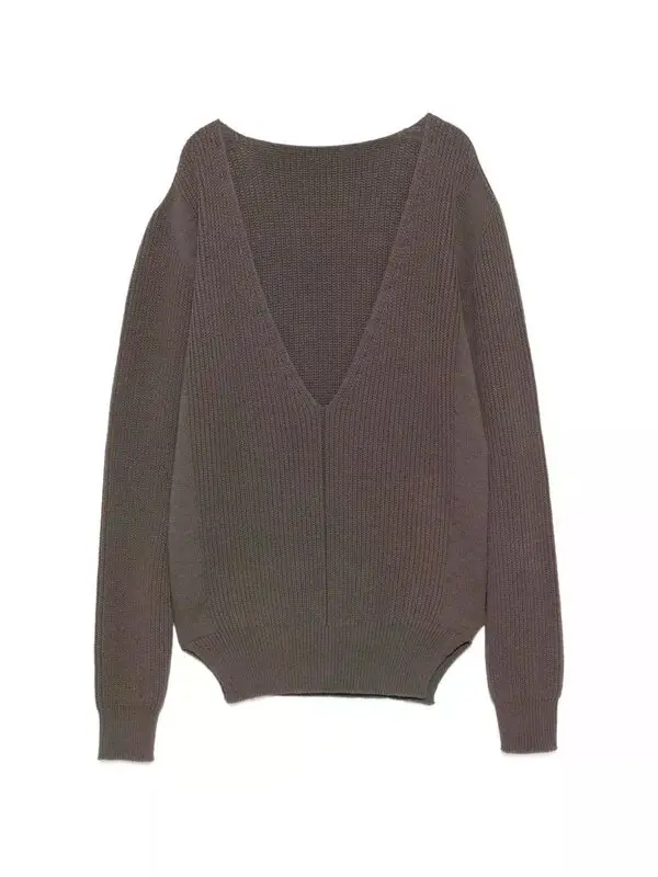 Rick Owens V-neck Ribbed-knit Sweater - Grey