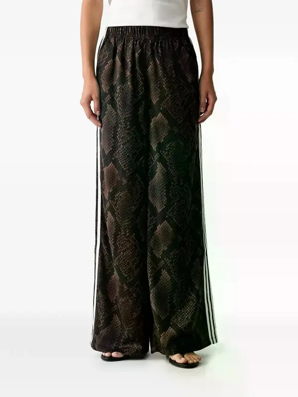 Adidas Satin Snake-print Wide-leg Track Pants - Brown