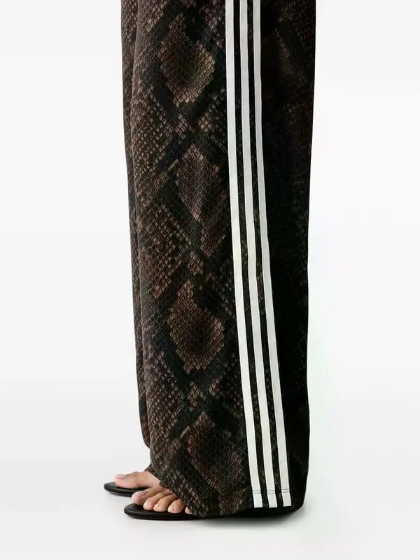 Adidas Satin Snake-print Wide-leg Track Pants