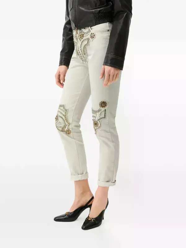 Versace Embroidered Straight Jeans