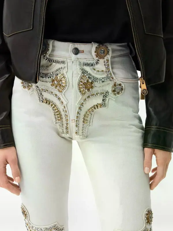 Versace Embroidered Straight Jeans