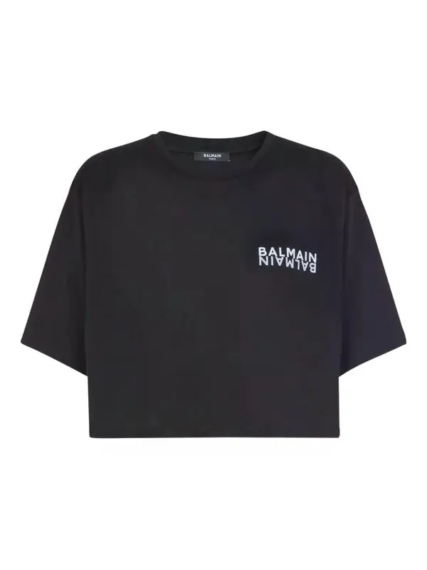 Balmain Print-detail T-shirt - Black