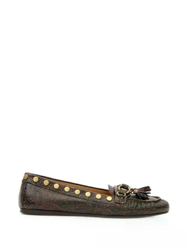 Isabel Marant Étoile Faxel Studded Smooth Leather Loafers - Brown