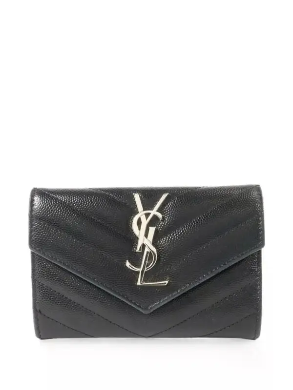 Saint Laurent Cassandre Leather Wallet - Black