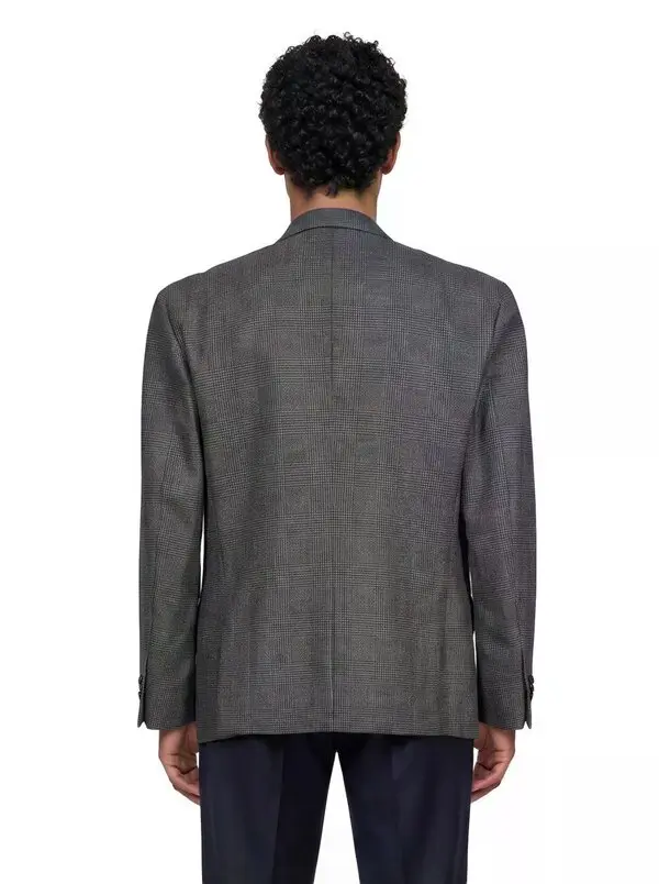LARDINI Double-breasted Glen-check Jacket