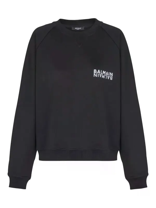 Balmain Logo-detail Cotton Sweatshirt - Black