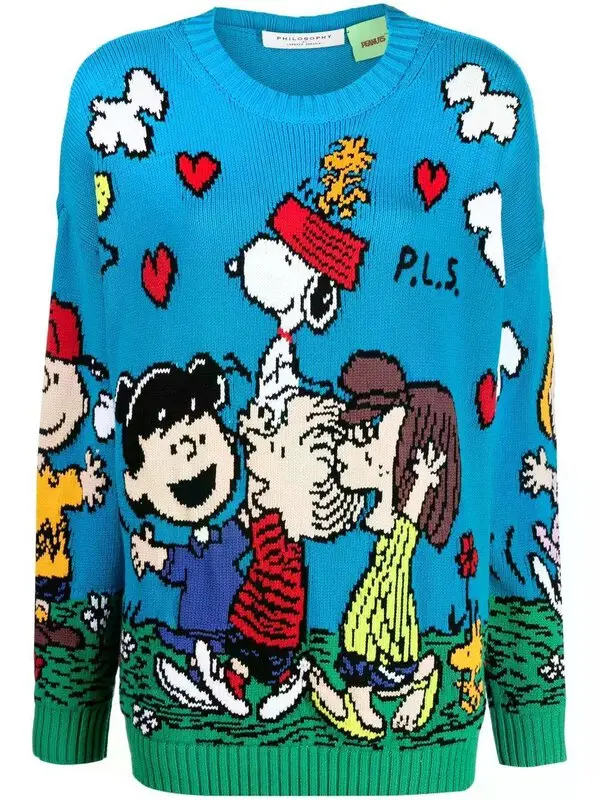 Philosophy Di Lorenzo Serafini X Peanuts™ Multicolor Cotton Blend Knitted Jumper - Blue