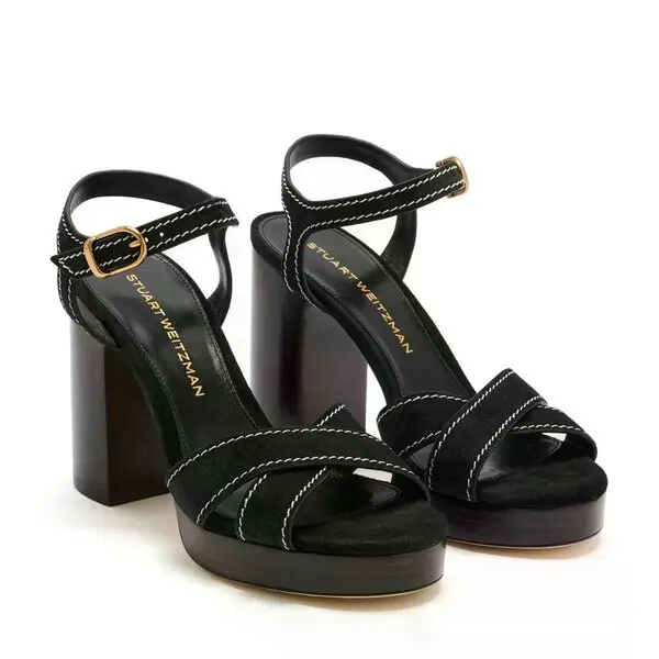 STUART WEITZMAN Dayna Contrast-stitch Platform Sandals