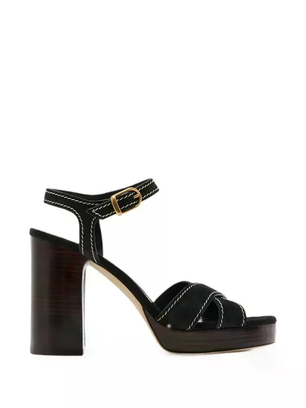 STUART WEITZMAN Dayna Contrast-stitch Platform Sandals - Black
