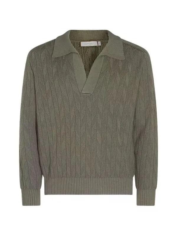 Canali Cable-knit Polo-collar Sweater