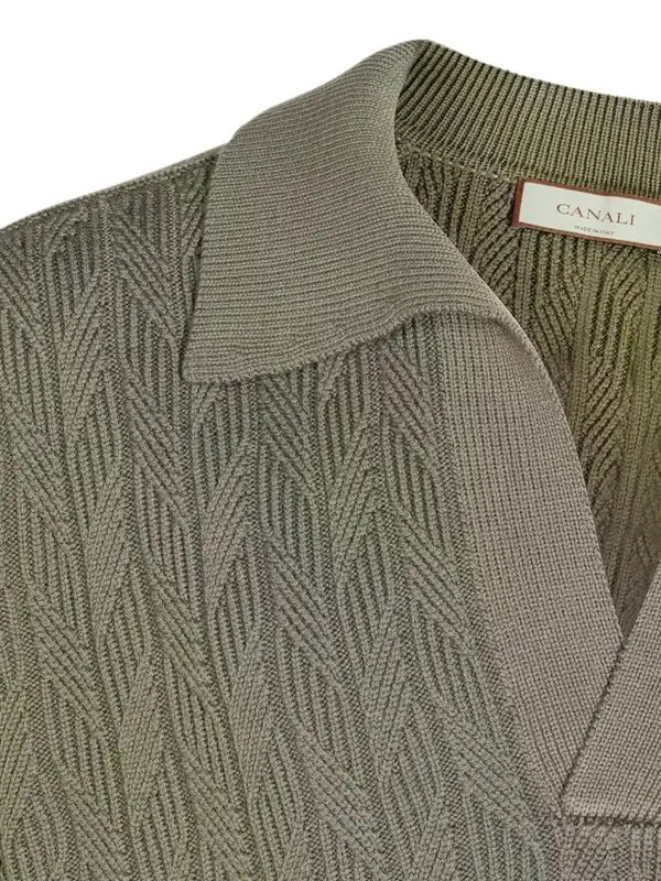 Canali Cable-knit Polo-collar Sweater