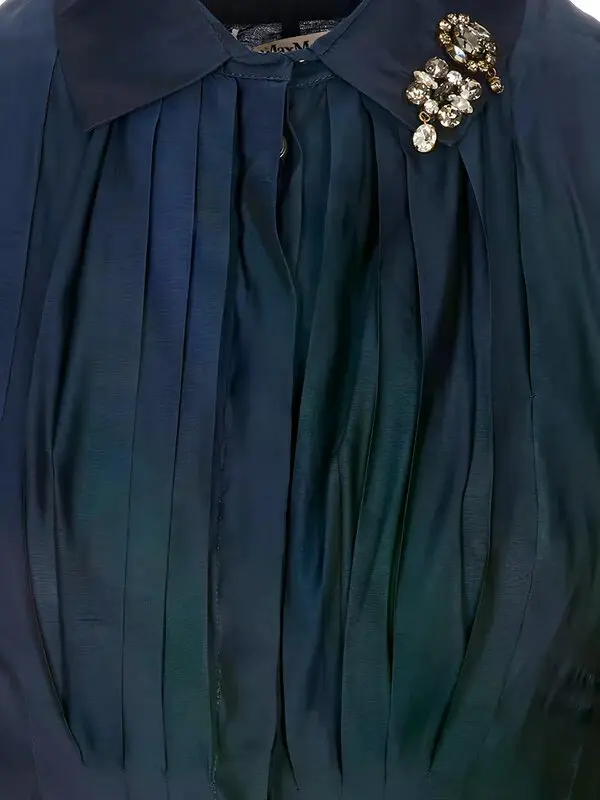 Max Mara Organza Shirt Dress With Pleated Skirt