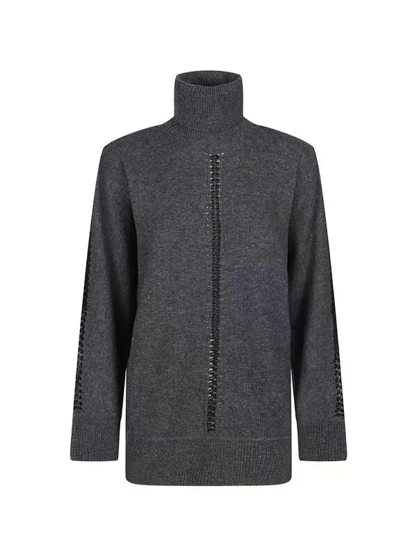 P.a.r.o.s.h Braided-detail Turtleneck Sweater - Grey